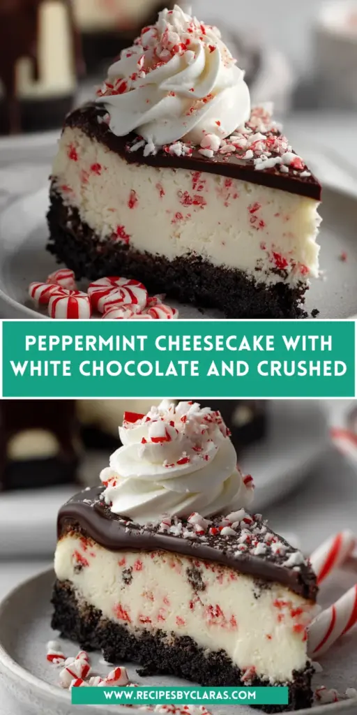 Peppermint Cheesecake with White Chocolate and Crushed Peppermint