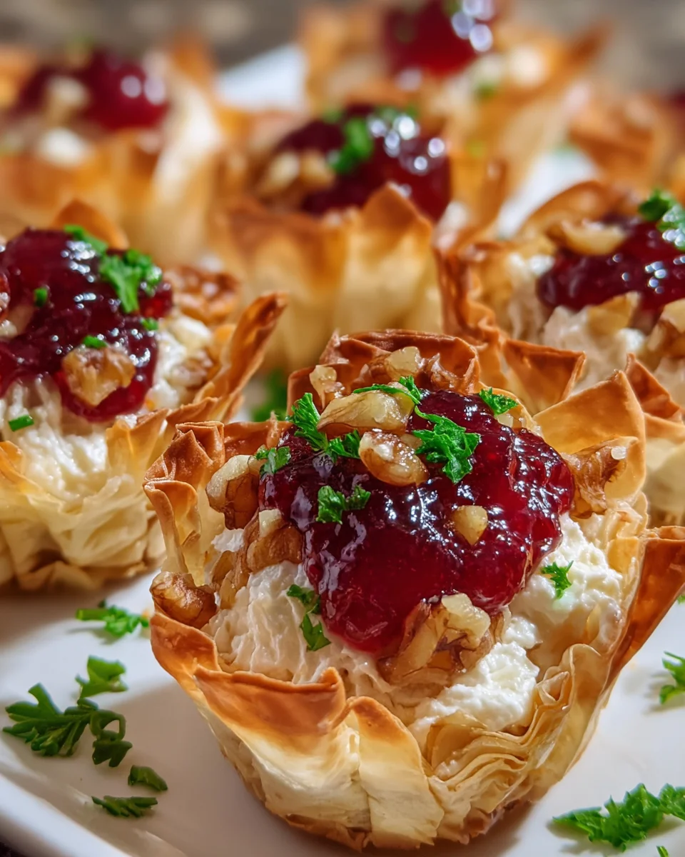 Cranberry Pepper Jelly Cream Cheese Phyllo Cups